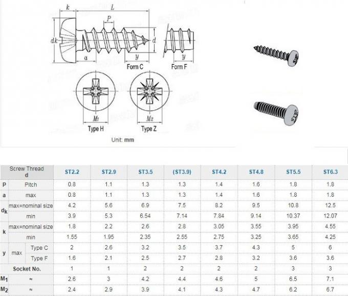 Black Plating Self Tapping Metal Screws With Cross Recessed Pan Head DIN 7981