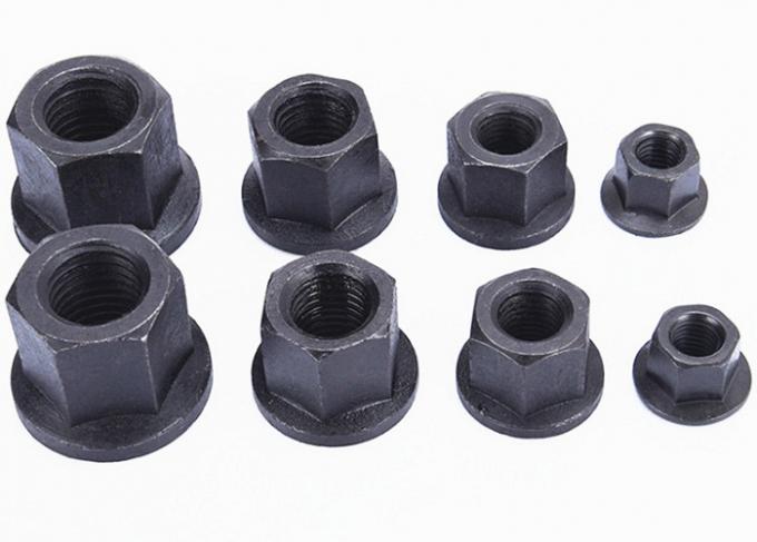 Black Plating M6 - M48 Hex Flange Nuts , Hex Collar Nut DIN 6331 Standard
