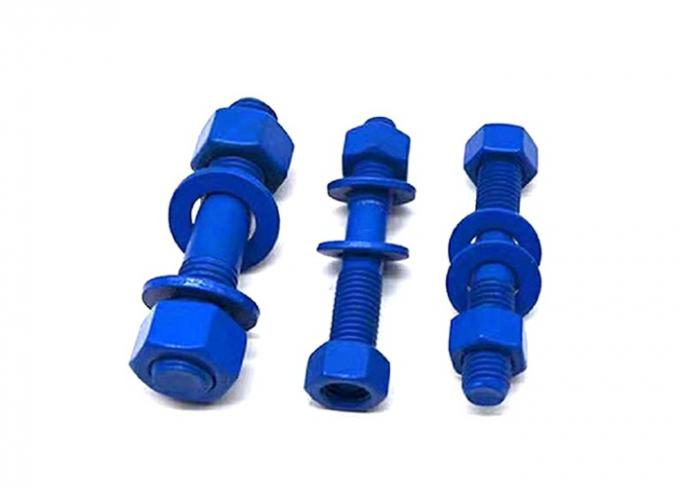 High Temperature Resistant PTFE Double End Threaded Stud Bolts With Nuts