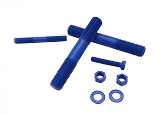 High Temperature Resistant PTFE Double End Threaded Stud Bolts With Nuts
