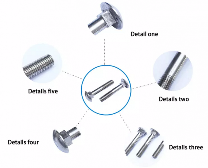 Carbon Steel / Stainless Steel Round Head Carriage Bolt M4 - M52 With Square Neck