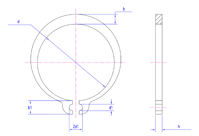 Half Hole Type Steel Circlips Washer / DIN 471 Retaining Ring For Shaft