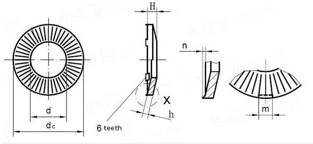 Zinc Plated DIN 6795 Conical Knurled Lock Washer With Six Teeth