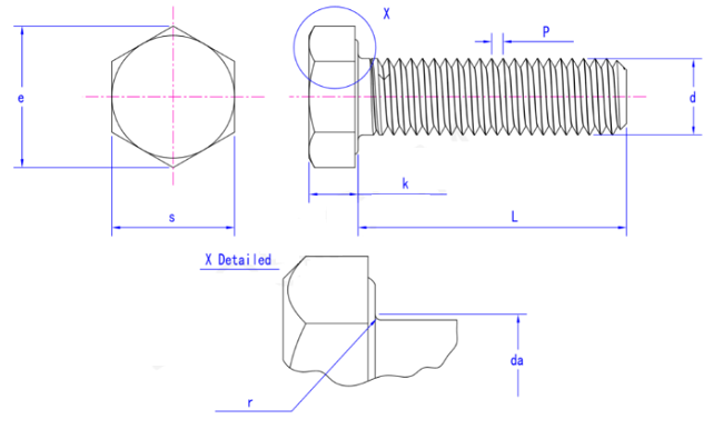 DIN 933 Full Thread Hex Head Bolt Fasteners Dacromet Coating For ...