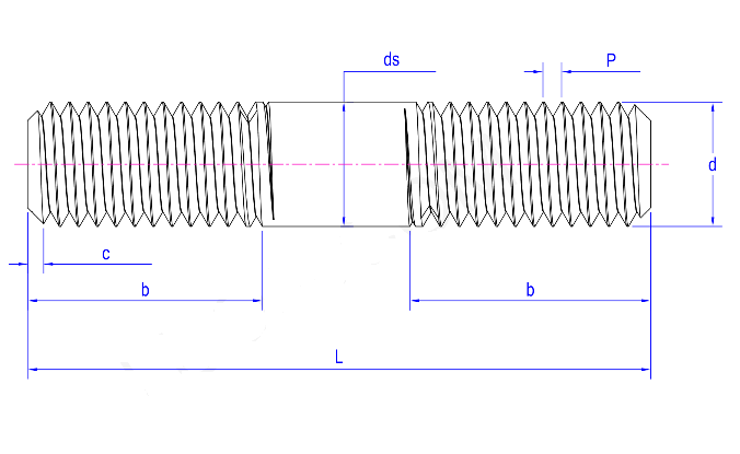 Gr8.8 Oxide Double End Thread Bar / ASME B18.31.2 Table 2 High ...