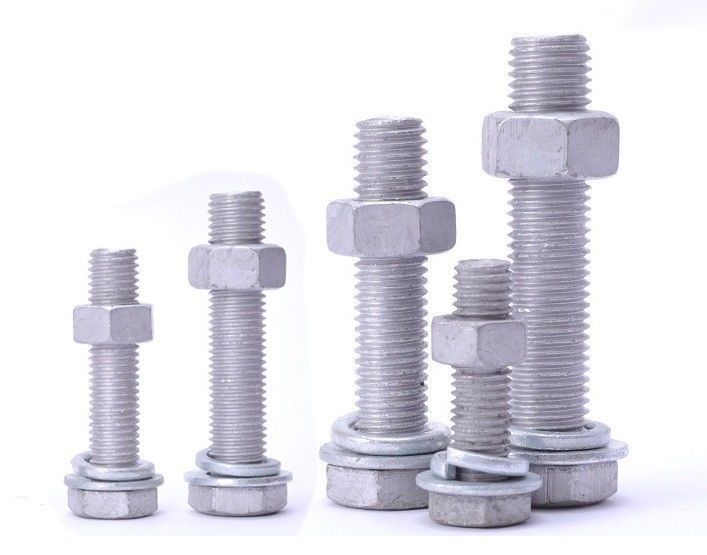 Hot Dip Galvanized Hex Head Bolts with Plain Washers, Spring Washers ...