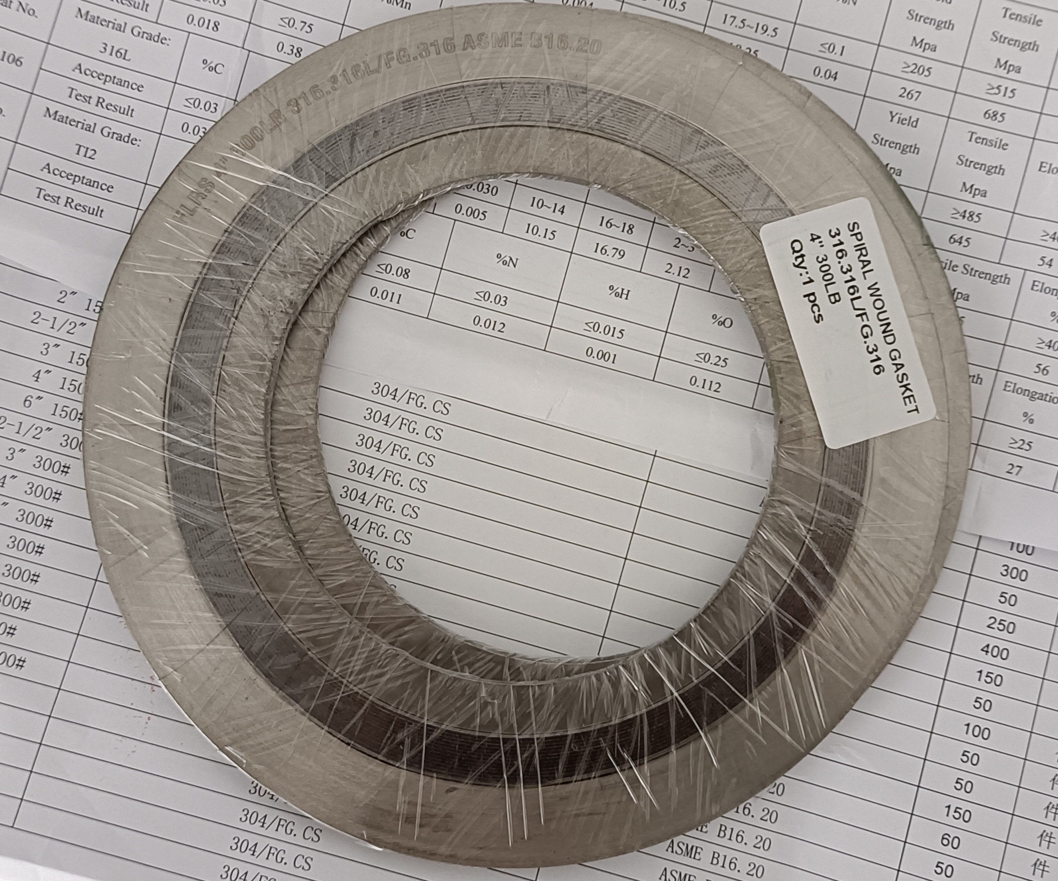 Stainless Steel 316 Outer Ring and Inner Ring Spiral Wound Gasket for ...